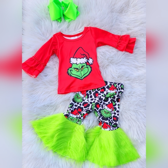 Matching Sets | Grinch Fur Bell Bottom Set | Poshmark